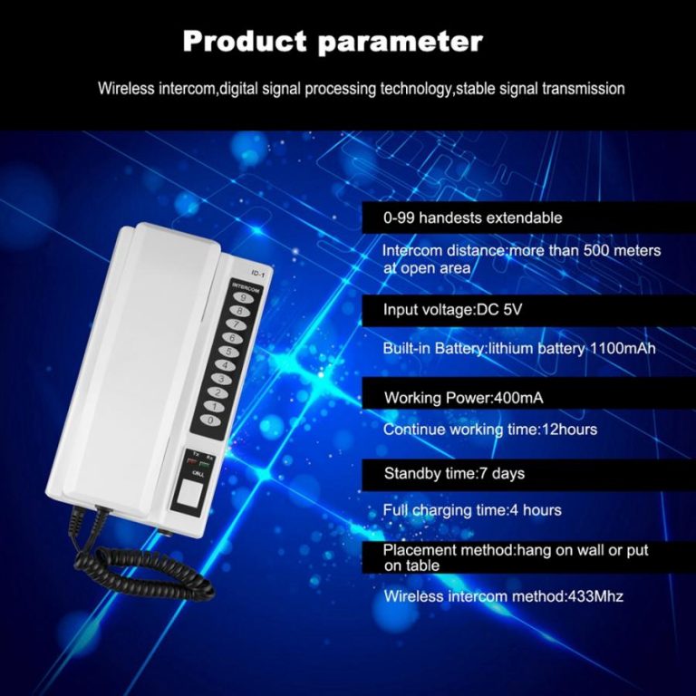 Wireless Intercom Phones For Homes, Offices and Hotels