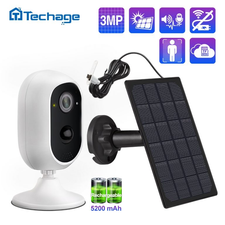 Techage 2MP Solar Panel Battery WIFI IP Camera Two Way Audio Outdoor HD ...